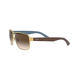 Ray-Ban Men's RB3530 Square Sunglasses, Gold/Brown Gradient Dark Brown, 58 mm + 1