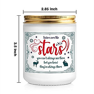 Sisters Gifts from Sister, Funny Lavender Scented Candle Gifts for Sister, Christmas, Mother's Day, Birthday Gifts for Sister from Sister, Brother, Sisters are Like Stars Candle Gift