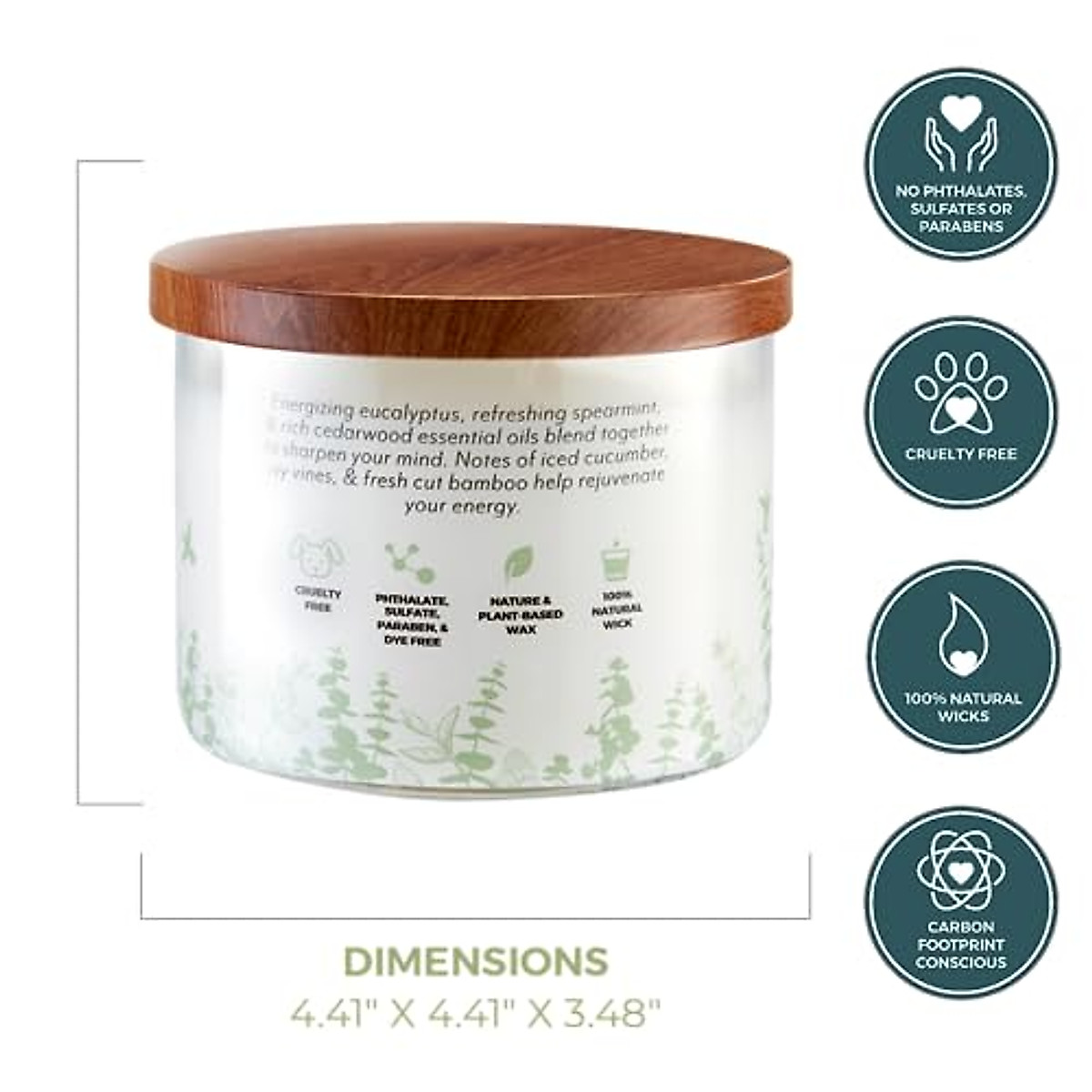 Essential Elements by Candle-lite Scented Candles, Eucalyptus & Mint Leaf Fragrance, One 14.75 oz. Three-Wick Aromatherapy Candle with 45 Hours of Burn Time, Off-White Color