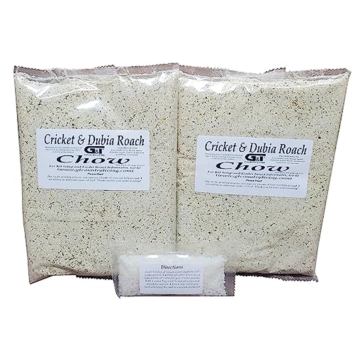 G&T Country Living Cricket Food and Dubia Roach Chow/Feed (2 Lbs.) - (1 Oz.) Packet of Water Gel Crystals - Premium Food to Raise Your Feeder Crickets and Dubia Roaches