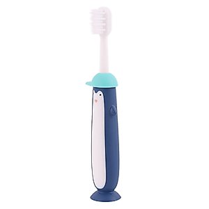 lamphle Baby Toothbrush Penguin Toothbrush Cute Toddler Toothbrush Food Grade Infant Toothbrush Teeth Protect Baby Toothbrush 12 Months and Up Blue