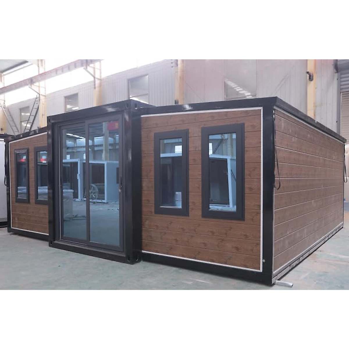 13X20 feet, 20X40 feet Prefabricated Portable House with Glass Doors and Windows for Camping, Outdoor Living, Office, Villa, Guard House, Hotel, Shop Warehouse, Workshop, Luxury House