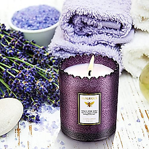 Valentines Day Decor Candles for Home Scented Natural Soy Wax Women Happy Birthday Set Kindle Aromatherapy Candle Gifts Large Glass Jar Pack Aesthetic Romantic Best Decorative (Purple)