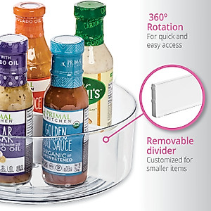 Rosanna Pansino x iDesign Recycled Plastic Divided Lazy Susan Turntable with Lid, Clear Bin/Marshmallow Divider, 10” D x 3.69” H