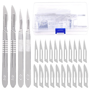 Rustark 42Pcs #10#11#12#15 Surgical Grade Blades Sterile Scalpel Blades with #3 Scalpel Knife Handle Assortment Kit for Biology, Lab Anatomy, Practicing Cutting, Art Crafts