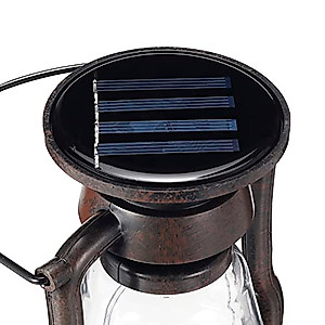 Solar Lantern Outdoor Hanging Solar Lights Dancing Flame Christmas Decor Vintage Led Waterproof Camping Lamps Landscape Decor for Table Patio Garden Yard Pathway Porch (Copper)