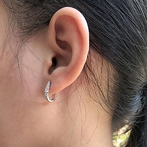 2/5 Carat (ctw) Lab Created Moissanite Diamond Huggie Hoop Earrings In 14K White Gold Over Sterling Silver (0.40 Cttw) Jewelry For Women, Gift For Her