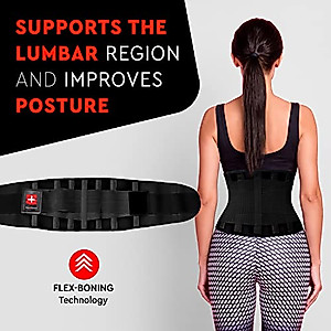 POHL SCHMITT FitCurve Waist Trainer and Trimmer Sweat Belt and Belly Band for Weight Loss, Workouts, Fitness and Lumbar Back Support, for Men and Women, black M
