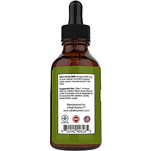 Hemp Oil with 3000mg - 120 Servings. Hemp Extract. Made in The USA