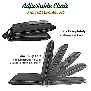 Japanese Meditation Floor Chair with Back Support for Adults - Premium Meditation Chair with Adjustable & Foldable Back for Seating, Yoga & Gaming — Folding Backjack Chairs with Backrest for Adults