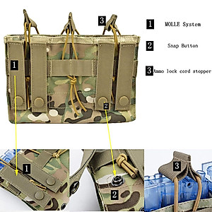 JFFCESTORE Upgraded Version Triple Mag Pouch Kangaroo Magazine Pouch Holds M4/M16 Mag (Triple Multicam)