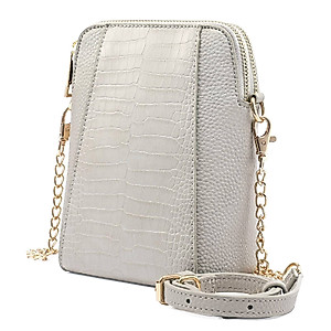 LOVEVOOK Crossbody Bags for Women Small Purse Cell Phone Purse Leather Crossbody Bag Trendy Summer Wallet (Grey)