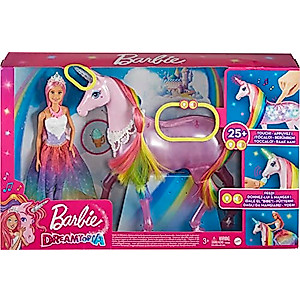 Barbie Dreamtopia Doll & Unicorn Set, Pink-Haired Fashion Doll & Magical Lights Unicorn Toy with Rainbow Mane, Lights & Sounds (Amazon Exclusive)