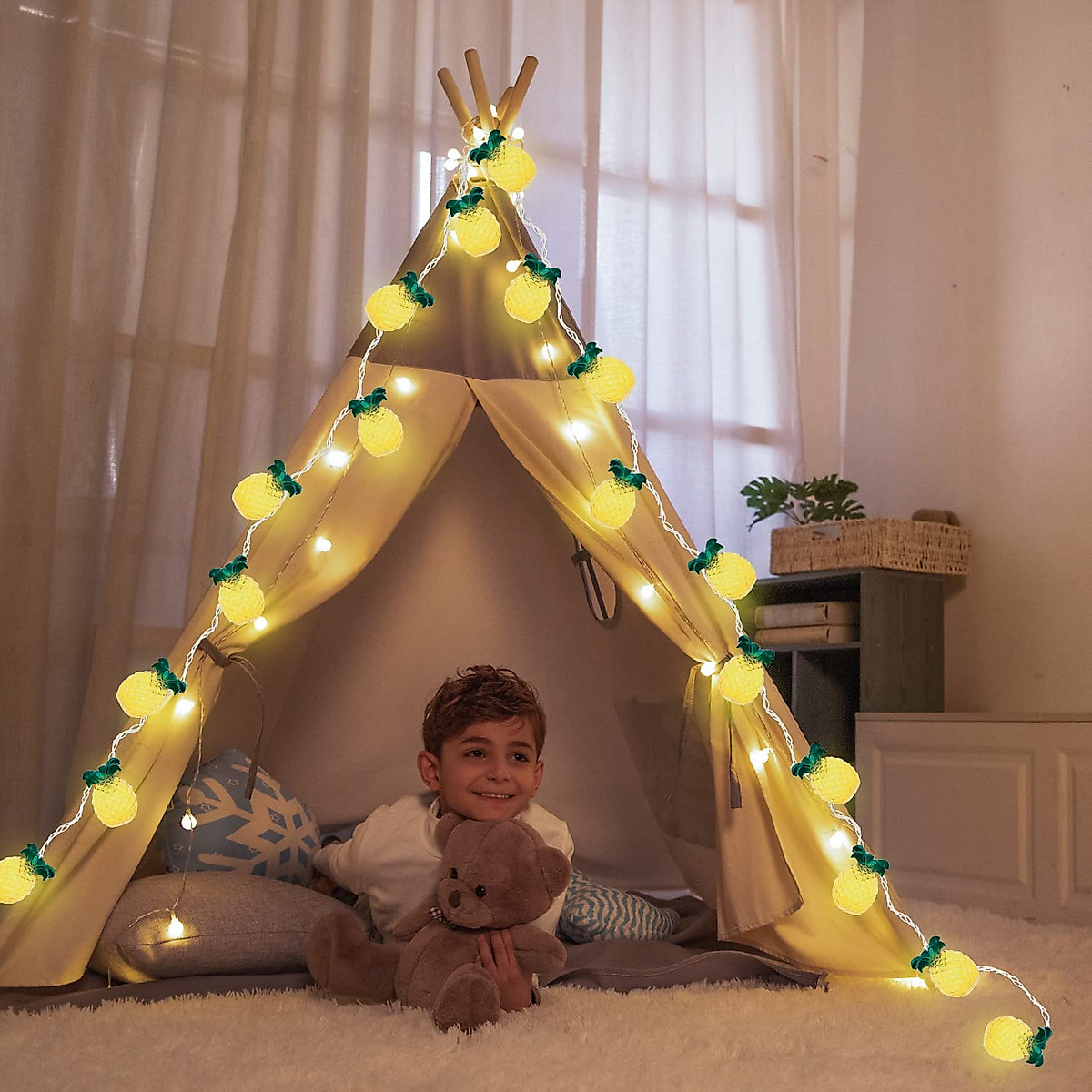 Dr.BeTree Pineapple String Lights 8.5ft, Funny Pineapple String Lights 10 Large Pineapple Lights, Tropical Beach Themed Pineapple Fairy Lights for Home Birthday Party Decor, White Wire