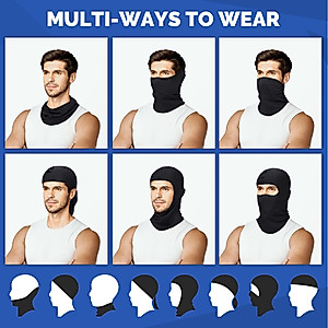 6 Pack Balaclava Ski Face Mask: Cooling Neck Gaiter Full Head Mask Breathable Face Cover Hood Mask Scarf Motorcycle Gator for Men Women Cycling Fishing Running Sun Protection Outdoor, Blue