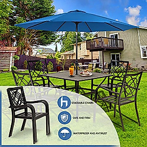Incbruce 300lbs Patio Chairs Set of 4 Outdoor Dining Chairs, Metal Frame Stackable Patio Dining Chairs, Wrought Iron Black Outdoor Chairs with Armrest for Garden, Poolside, Backyard