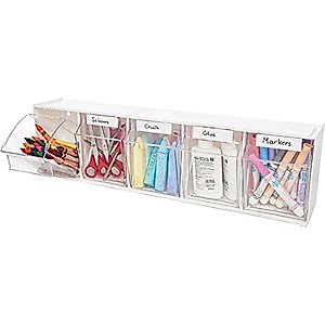 Deflecto Tilt Bins, Interlocking 5-Bins, 23" x 5" x 6.5 ", White (20503OP)