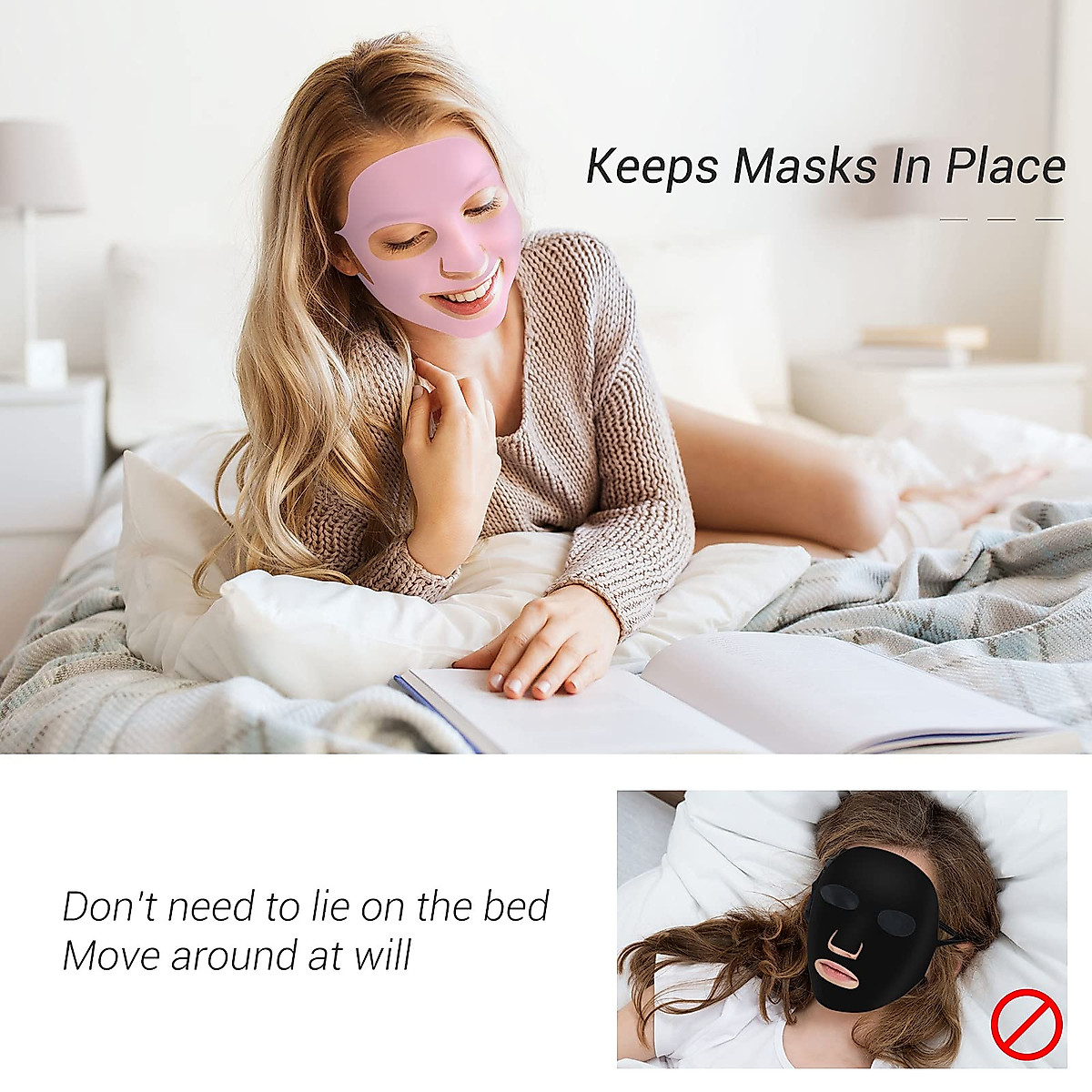 Maitys 5 Pcs Reusable Silicone Facial Mask Sheets for Women Silicone Moisturizing Full Facial Mask Cover Skin Cover Wrap for Sheet Prevent Evaporation Hairdressing Beauty Spa Care Tool(Vivid Colors)