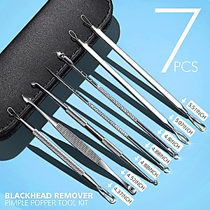 Teenitor 7 in 1 Pimple Popper Tool Kit Blackhead Remover Tools Blackhead Extractor, Pimple Extractor Pimple Popper Tool Zit Popper Tool Acne Tools Comedone Extractor Black Head Remover for Face