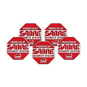 SABRE Home Security Decals, Warns Intruders That The Property Is Secured With An Alarm, Bold Red Color For Visibility, Easily Sticks To Windows, 5-Pack