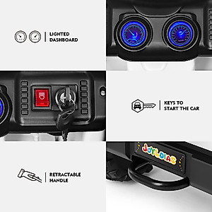 JOYLDIAS Kids Ride On Truck with Storage Space, 12V Children's Electric Car with 2.4G Parental Remote Control, Music, Bluetooth, MP3 Player, LED Lights, Spring Suspension, White