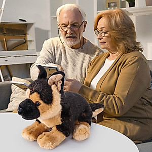 VANLINNY NEW German Shepherd Stuffed Animal, 16″ Soft Realistic Dog Plush Toy for Boys and Girls, Huggable and Washable Non-Shedding Cuddly Toy, Xmas Birthday Gift