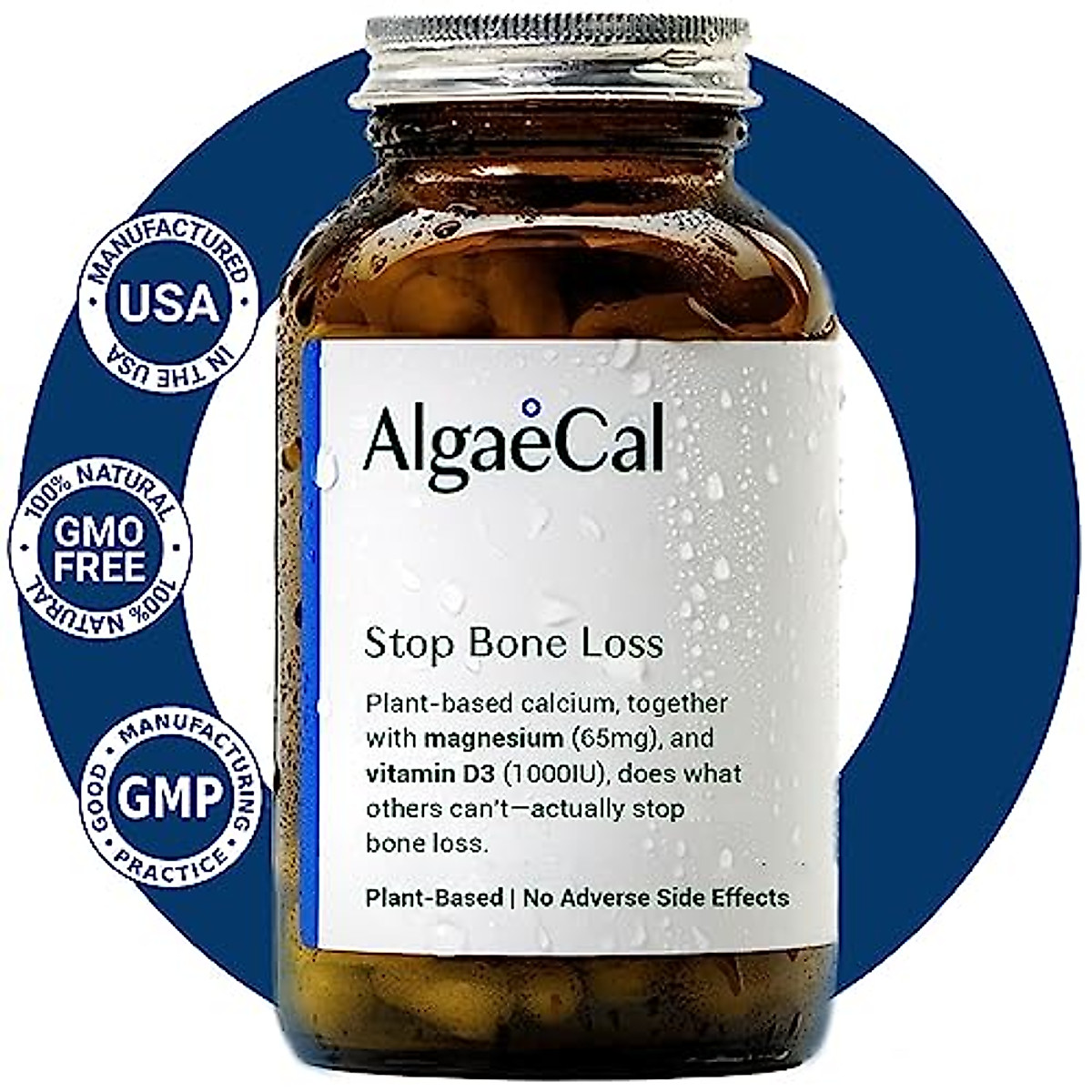 ALGAECAL - Plant Based Calcium Supplement with Vitamin D3 (1000 IU) for Bone Strength, Contains 13 Minerals Supporting Bone Health, Organic Calcium (750 mg) for Women & Men, 90 Veggie Caps