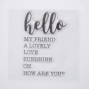 Welcome to Joyful 4pcs/Set Hello Happy Hugs Friend Sentiment Background Clear Stamp for Card Making Decoration and Scrapbooking 11x16cm