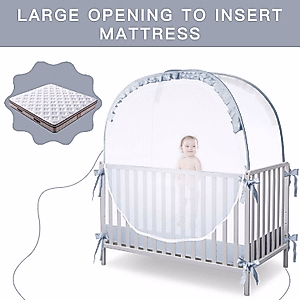 L RUNNZER Baby Crib Tent Crib Net to Keep Baby in, Pop Up Crib Tent Canopy Keep Baby from Climbing Out