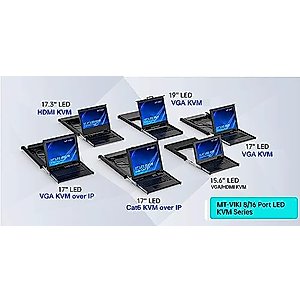 MT-VIKI 16 Port KVM VGA Switch w/17'' LCD Monitor, 1U Rack Mount KVM Monitor Switch,1280x1024@60Hz Support OSD/Hotkey/Button Switching, + 16 KVM Cables, Fit 1U 19'' Rack