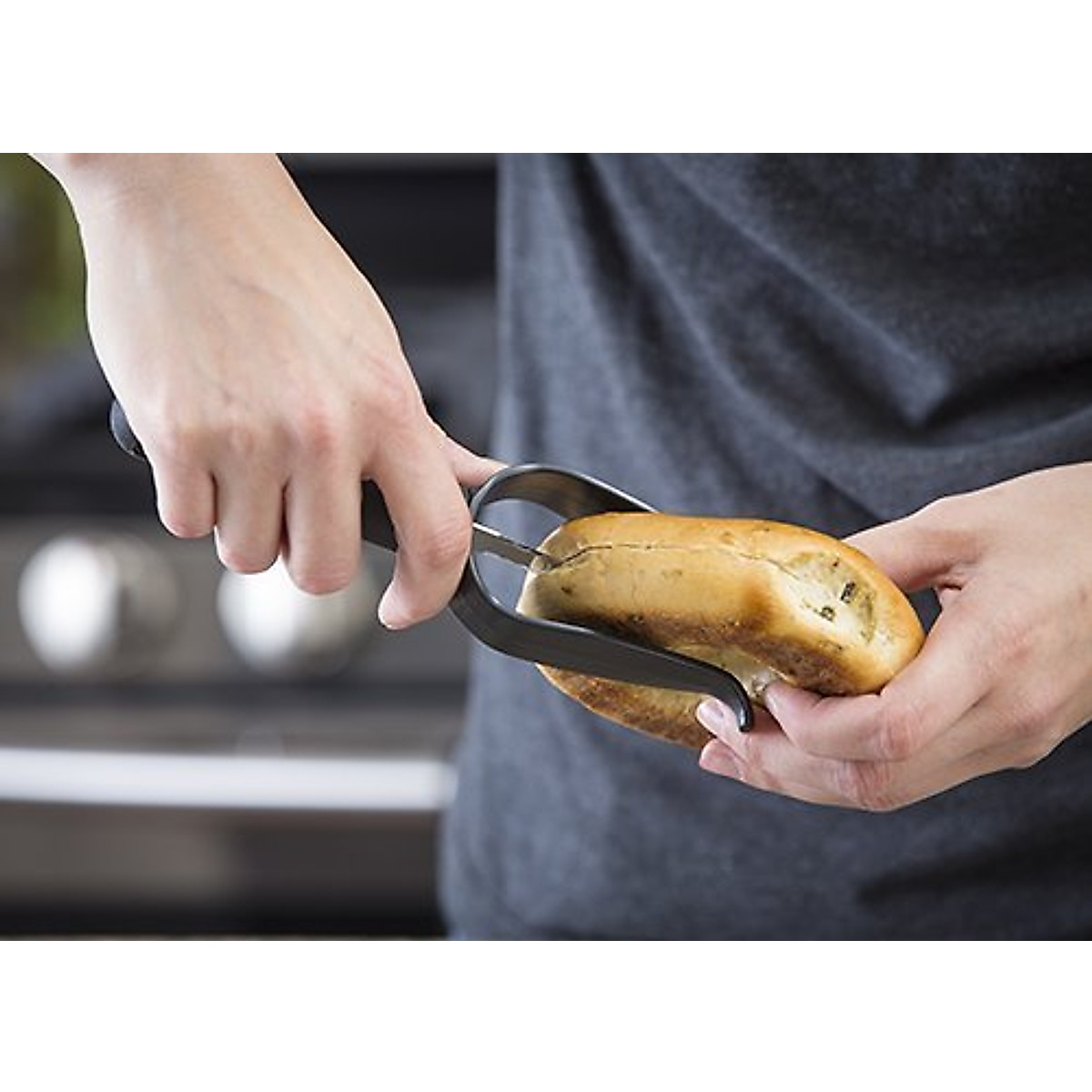 Tablecraft FirmGrip Bagel Knife - safely slice bagels, baguettes, English muffins and buns