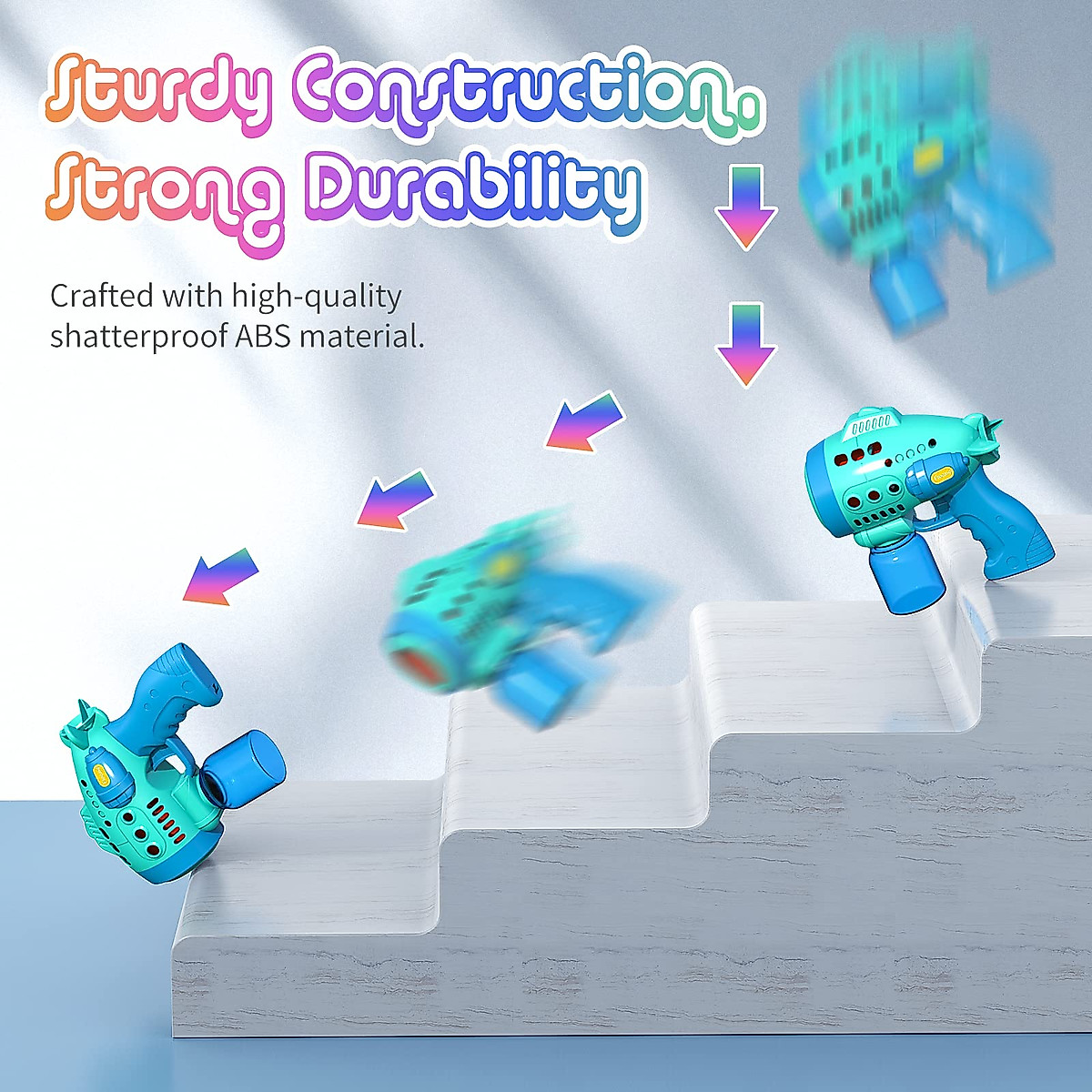 2 Bubble Gun with Bubble Liquid, Bubble Machine for Toddlers with 360-Degree Leak-Proof Design, Ergonomic Grip, Automatic Bubble Guns for Kids, Party Favors, Birthday Gift, Easter (2 Pack)