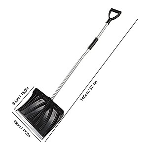 Wide Snow Shovel, Large Capacity Garden Snow Shovel 17.7in Width D Shaped Handle Sturdy Durable Anti Slip Foam Detachable Widely Used for Garage
