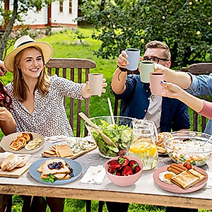 Cainfy Wheat Straw Dinnerware Sets for 4, 12PCS Unbreakable Lightweight Reusable Dinner Plates Camping Bowls Set for Kids, Dishwasher and Microwave Safe