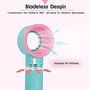 Kugge Bladeless Mini Eyelash Fan Dryer, Portable 2000mAh USB Rechargeable Handheld Lash Fan Dryer for Eyelash Extensions (Green)