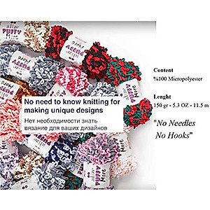 Alize Puffy Loop Yarn More Yarn Lot of 3skn 15.90 Oz 38yds 100% Micropolyester No Needles No Hooks Soft Yarn Blanket Yarn, Velvet Yarn, Easy Knitting Yarn (6291)