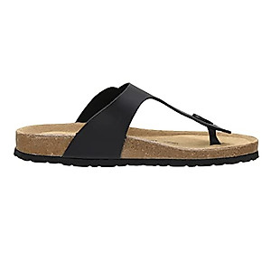 CUSHIONAIRE Men's Leah Cork footbed Sandal with +Comfort, Black Nappa 11