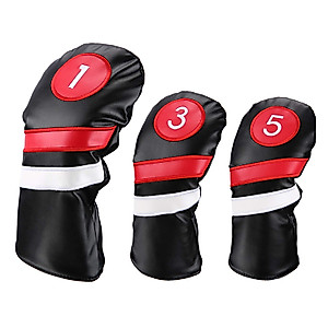 KYTAI Golf Club Head Covers- PU Driver Headcovers and 3 5 Wood Head Covers for Fairway (Black)