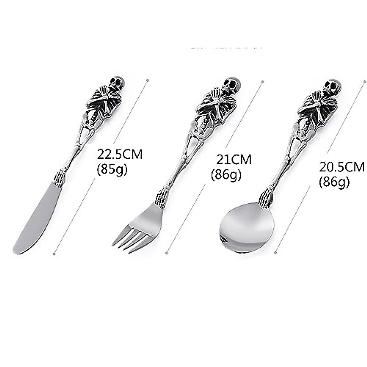 Silverware Set Handmade Skull Skeleton Cutlery Set Premium Stainless Steel Utensils,Including Knife/Fork/Spoon,Cutlery Badass For Halloween Home Kitchen Gift For Gothic Lover