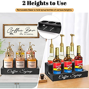 Coffee Syrup Organizer for Coffee Bar, 2-Tier Wood Coffee Syrup Rack Stand, 6 Syrup Bottles Holder for Counter, Coffee Bar Accessories Coffee Station Organizer, Freestanding Tabletop Wine Rack