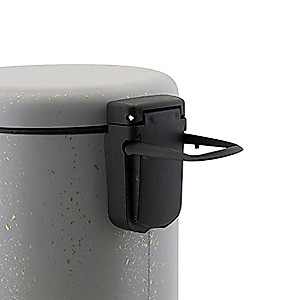 Elle Décor Step Bin with Lid Trash Can | Dimensions: 8.7"x 6.7"x 9.8" | 3 Liter | Speckled Design | Bathroom Accessories | Easy Open and Close | Grey