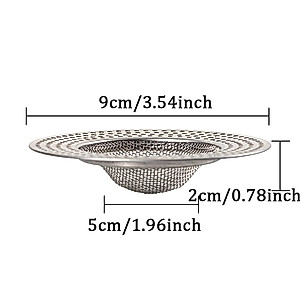 2pcs Heavy Duty Stainless Steel Slop Basket Filter Trap,3.54" Top / 1.65" Mesh Metal Sink Strainer,Perfect for Kitchen Sink/Bathroom Bathtub Wash Basin Floor Drain Balcony Drain Hole,Utility