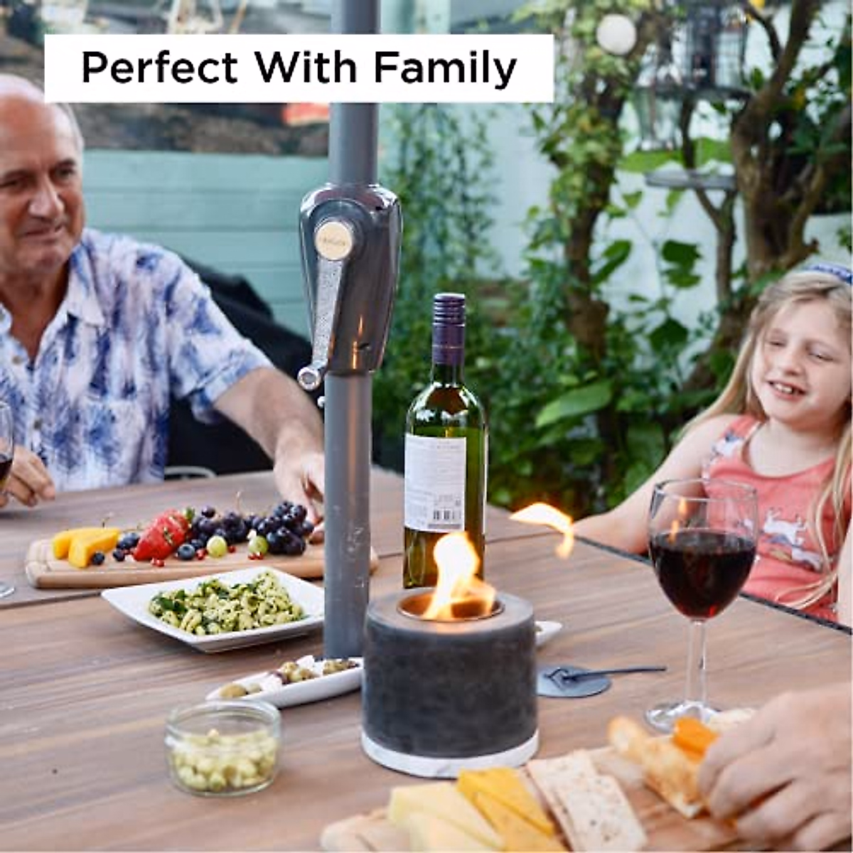 ROUNDFIRE Concrete Tabletop Fire Pit - Ethanol Fire Pit, Fire Bowl, Mini Personal Fireplace for Indoor & Garden - Bio Ethanol Fuel