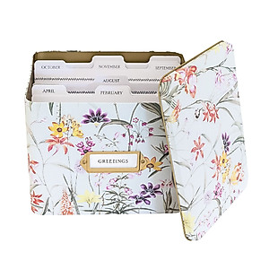 Vinca Blue Greeting Card Organizer and Storage Box with Dividers, Cards, and Envelopes | Greeting Card Keeper, Notecard Box, Birthday Card Organizer (Floral)