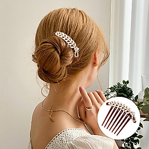 Honbay 2PCS 7 Teeth Hair Side Combs Pearl Crystal Rhinestone Floral Twist Combs Rhinestone Flower Hairpin Decorative Hair Combs Accessories for Women (2 Style)