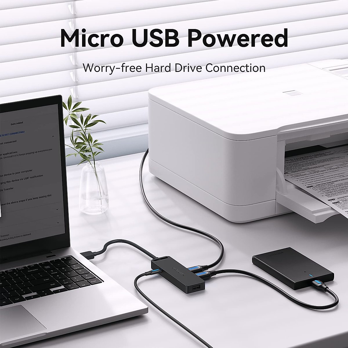 USB Hub, VENTION 4-Port USB Hub 2.0 Splitter with Charging Port for Notebook PC, USB Flash Drives, Mobile HDD for MacBook Pro, iMac, Surface Pro, XPS (0.5FT/0.15m)