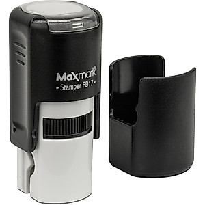 MaxMark Round Self Inking Emoji Stamp - Happy - Green Ink