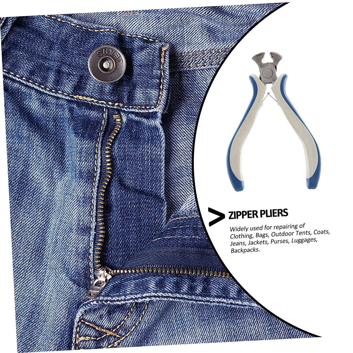 SEWACC Zipper Pliers for Install Tail Gear Slotted Pliers for Outdoor Tents Clothing Bags Sturdy Tool Random Color