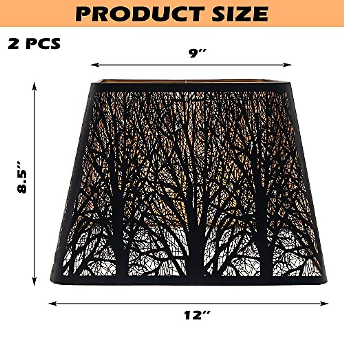 Royxen 2 Pack Modern Lamp Shades Metal Lampshade for Table Lamp and Floor Light (Square Trees)