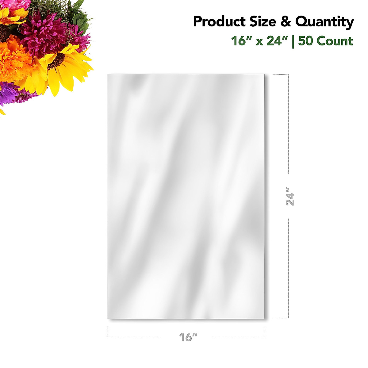 Seal Fresh Extra Large Cellophane Bags (Ribbon and Basket NOT Included) – 16" x 24" (50 Count) – Clear Basket Wrapping Bags, Cellophane Gift Bags, Large Cellophane Bags, Clear Gift Bags, Clear